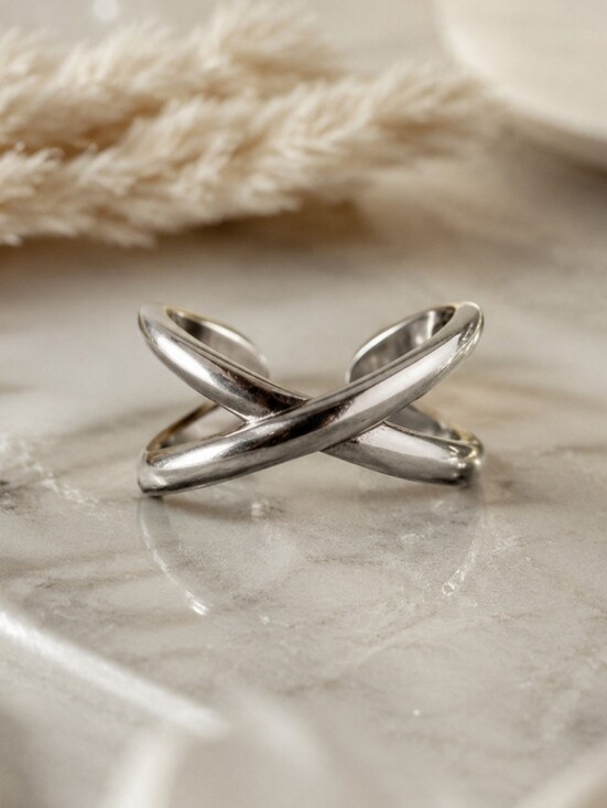 NKULTD | Jewelry | Sterling Silver Criss Cross X Ring Adjustable ...